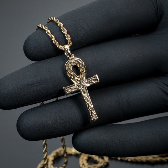 No Brand | Accessories | Gold Egyptian Ankh Cross Pendant Rope Chain ...